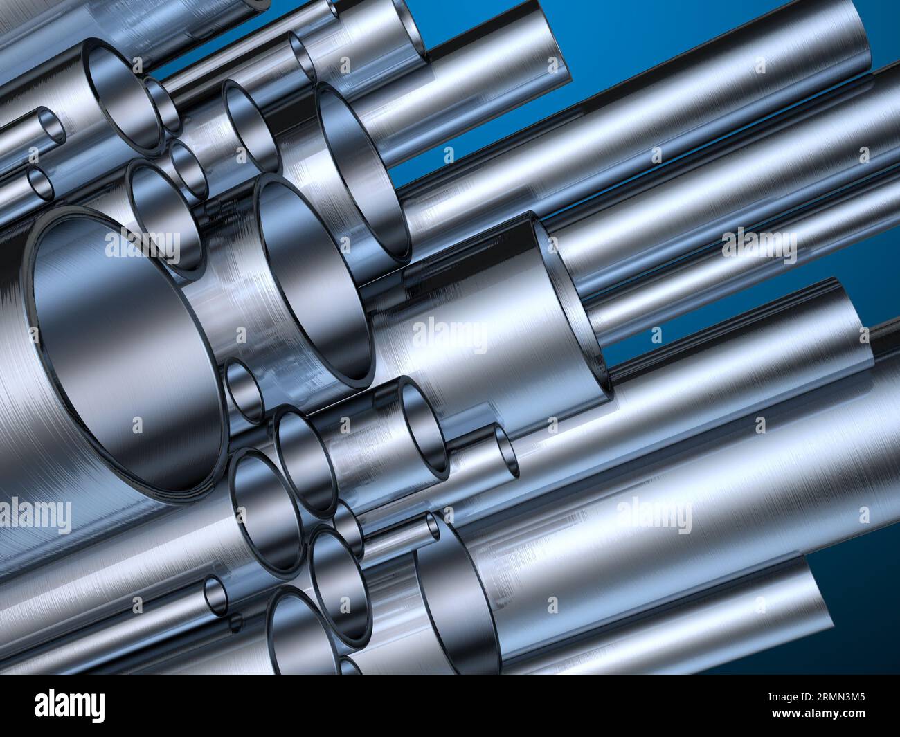 Metal pipes in different sizes. Digital illustration with clipping path ...