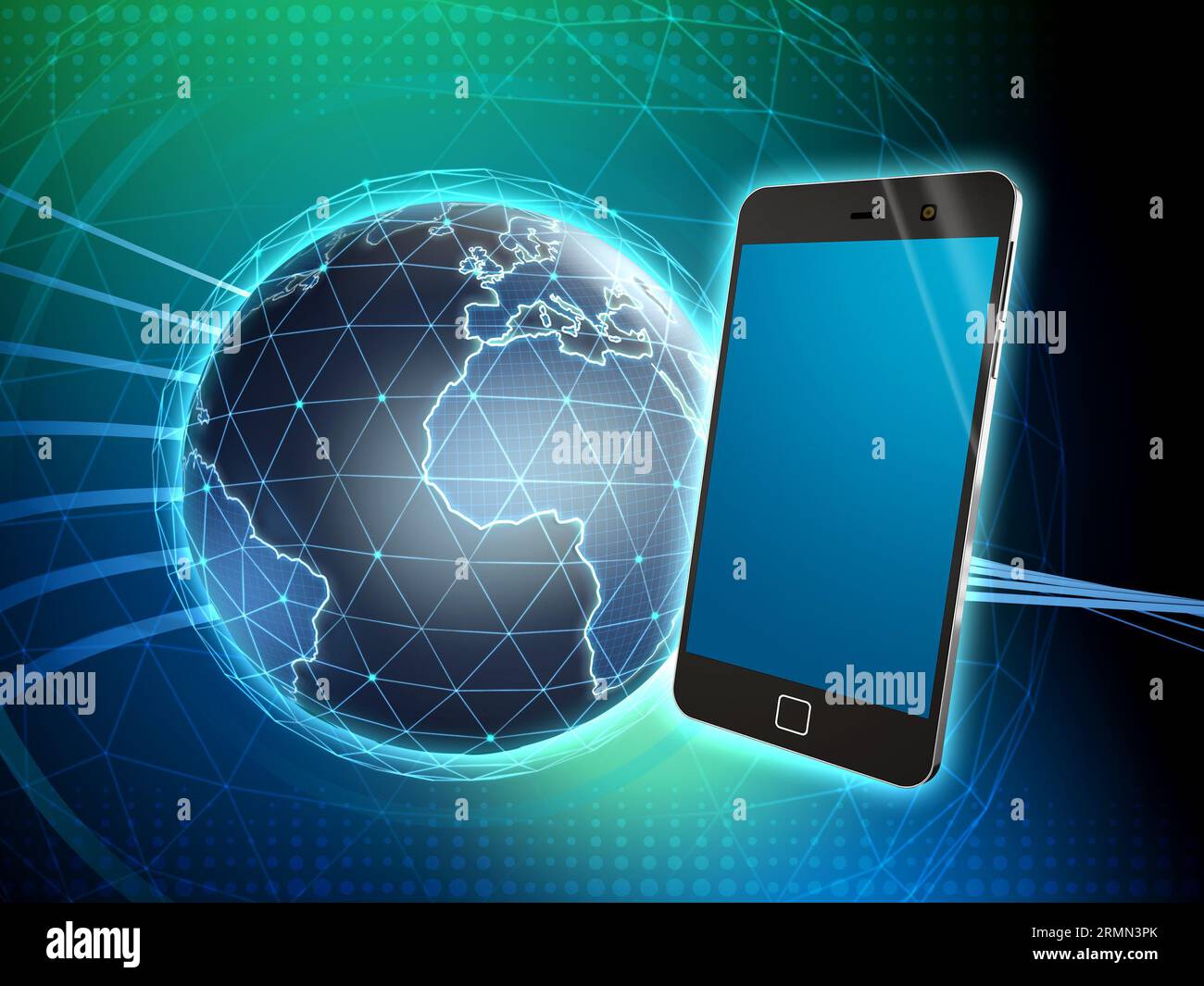 Smartphone over an high technology background. 3D illustration Stock ...