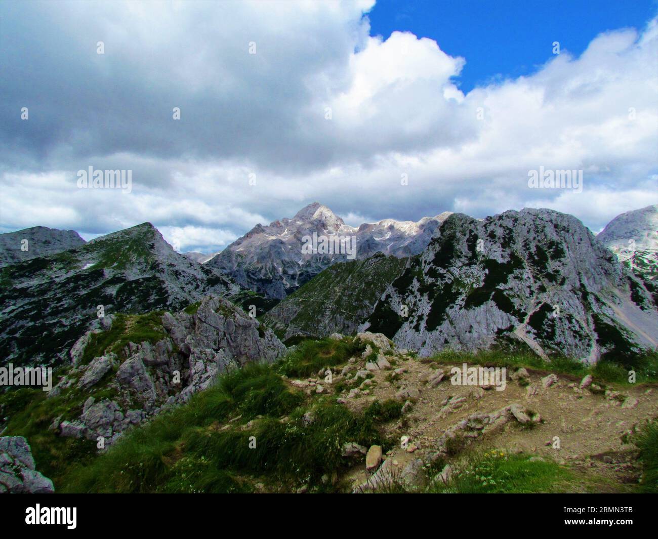 Scenic view of Triglav mountain, the highest Slovenian mountain in the ...