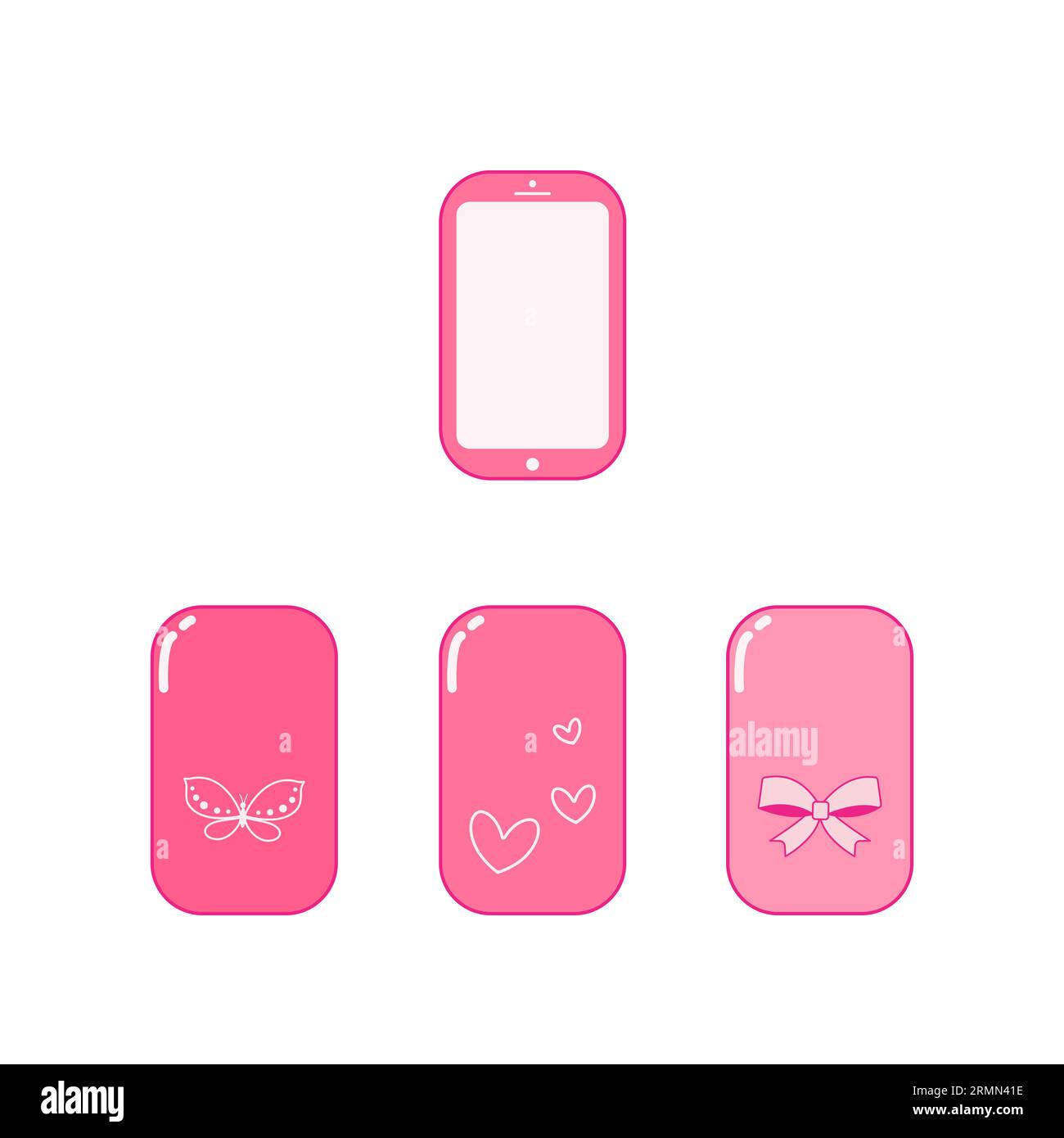 Beautiful pink smartphone, front and back view. Girl phone concept ...