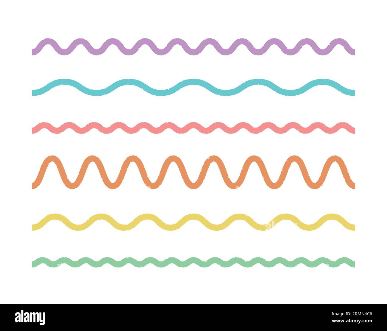 Wavy grunge line set in white background. Simple color outline design ...