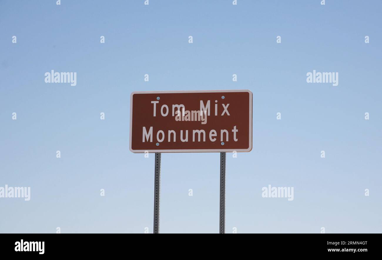 Tom Mix Monument Sign Stock Photo - Alamy
