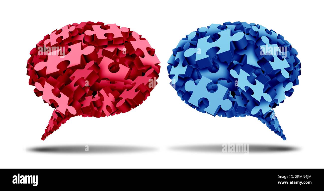 Communication Challenge as two opposing thought bubble shapes with ...