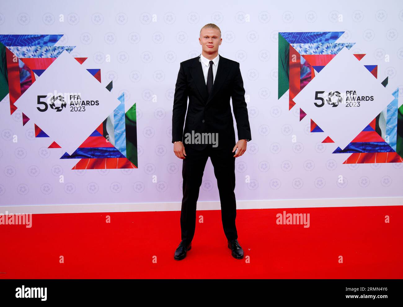 Erling Haaland arrives for the 2023 PFA Awards at The Lowry, Manchester ...
