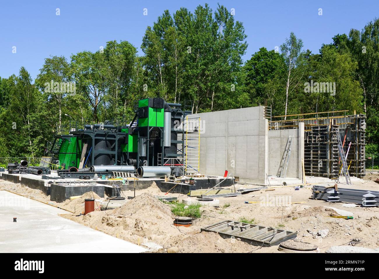 New modern unfinished wood chip biofuel boiler house for increased heat ...