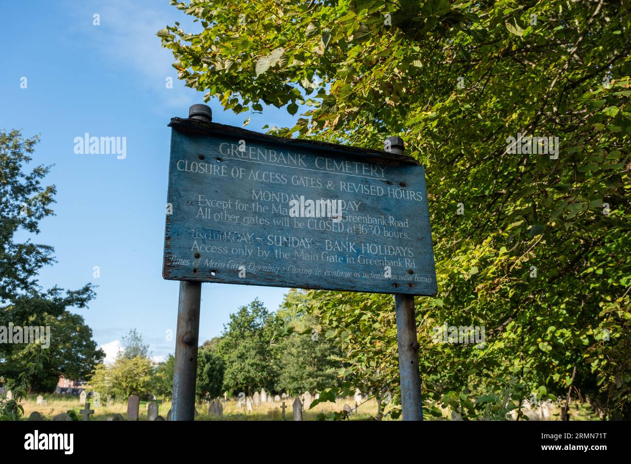 Greenbank Cemetery entrance sign, Greenbank, Bristol, UK Stock Photo ...