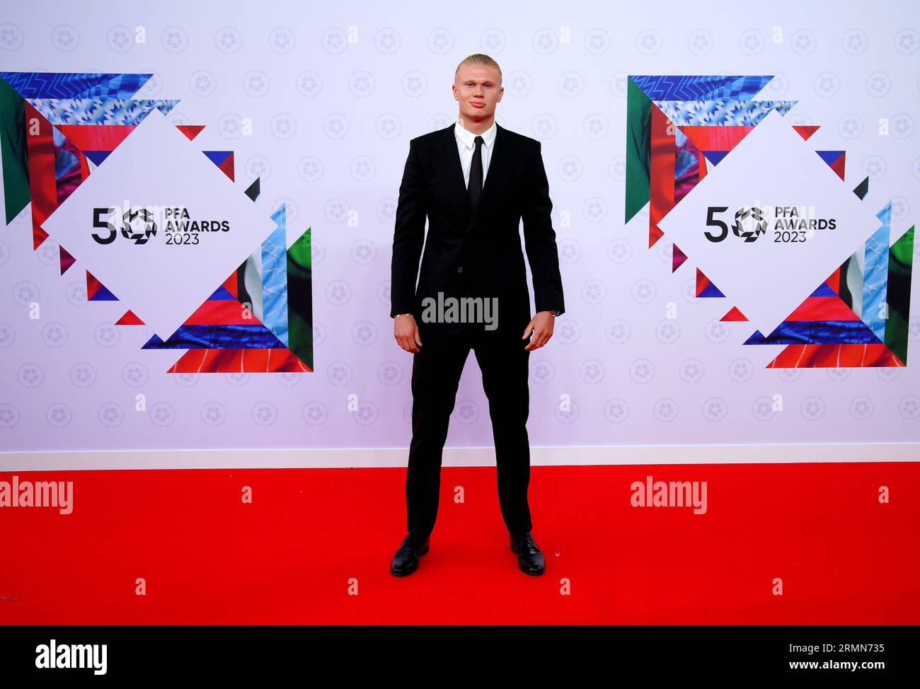 Erling Haaland arrives for the 2023 PFA Awards at The Lowry, Manchester ...