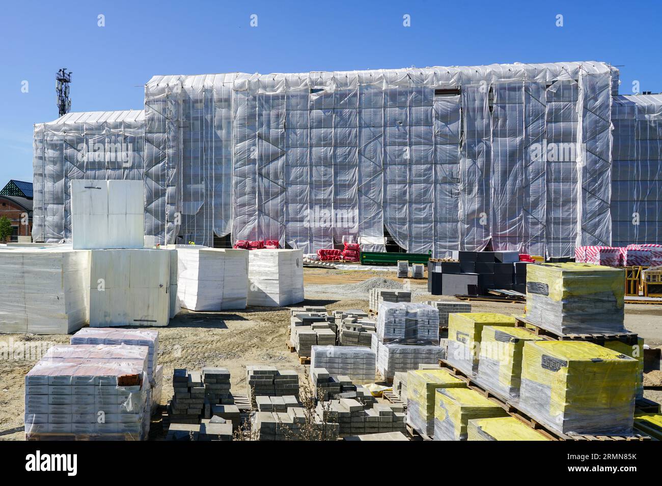 Various thermal insulation materials on the background of a multi ...