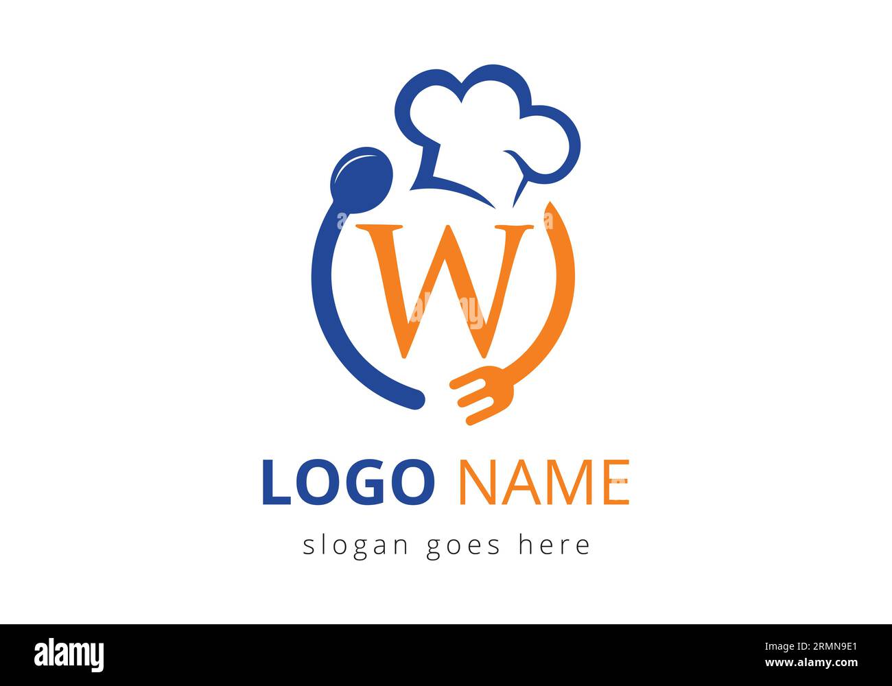 Letter W Logo With Chef Hat, Spoon And Fork For Restaurant Logo. Modern ...