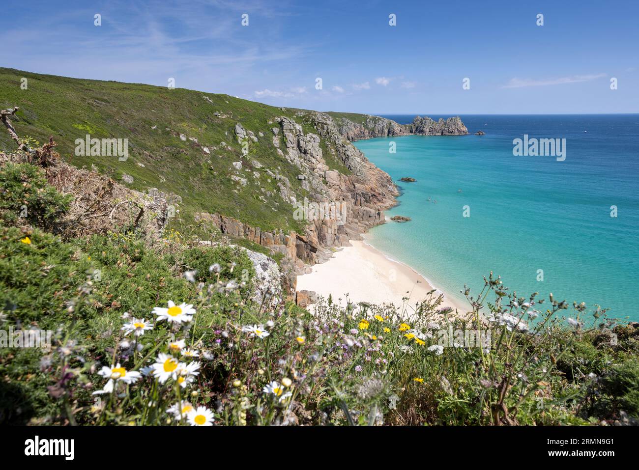 Beautiful calm day from the south west coast path in Cornwall at ...