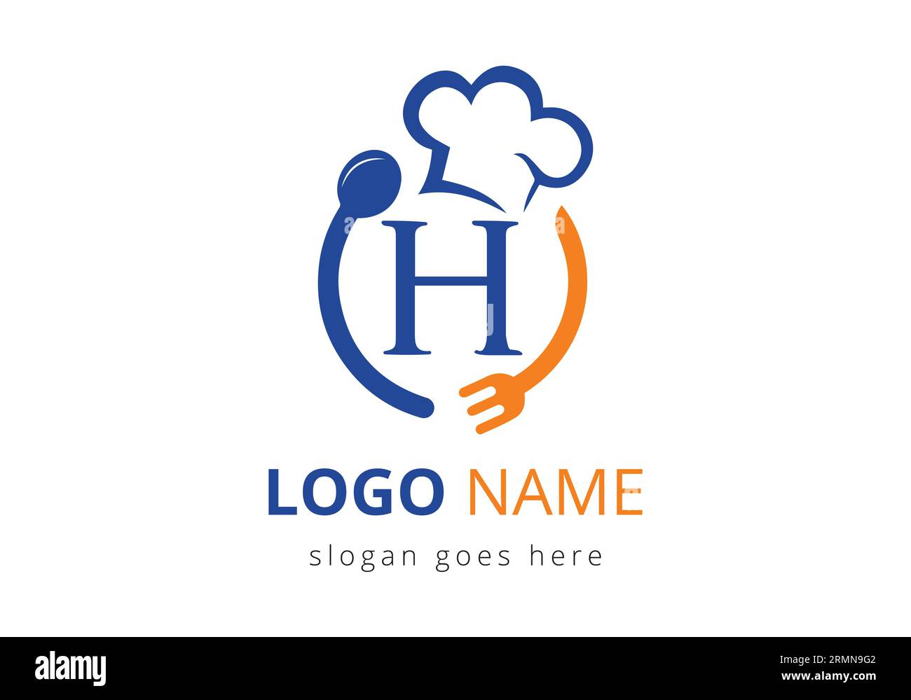 Letter H Logo With Chef Hat, Spoon And Fork For Restaurant Logo. Modern ...