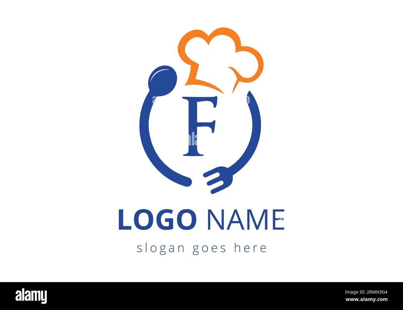 Letter F Logo With Chef Hat, Spoon And Fork For Restaurant Logo. Modern ...