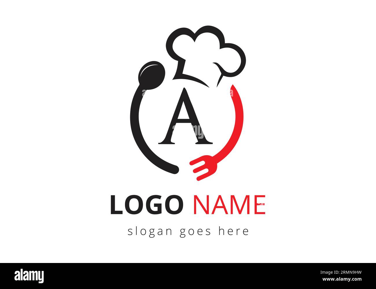 Letter A Logo With Chef Hat, Spoon And Fork For Restaurant Logo. Modern ...
