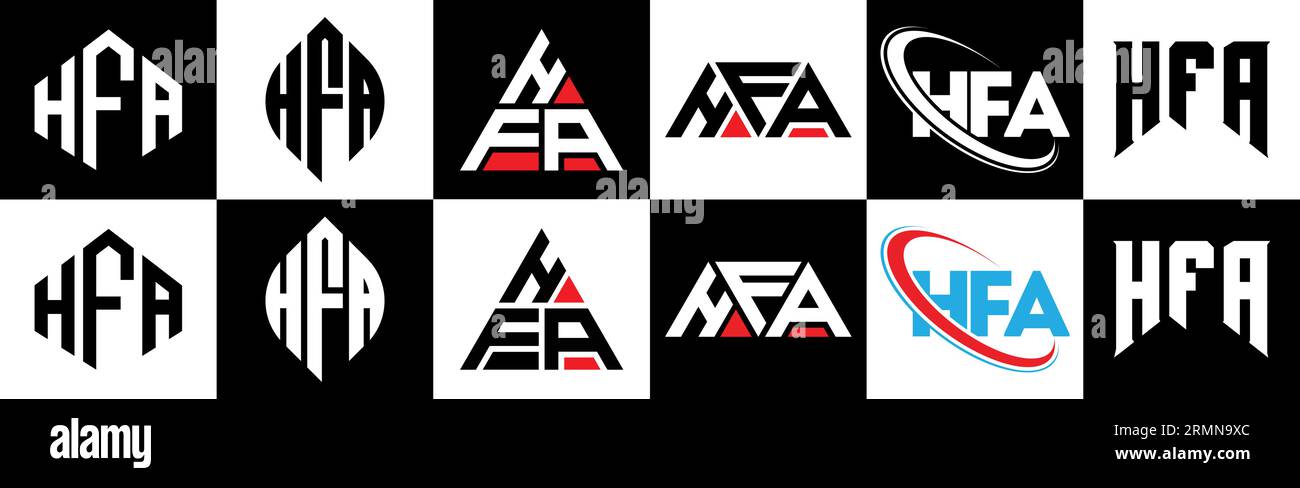 HFA letter logo design in six style. HFA polygon, circle, triangle ...