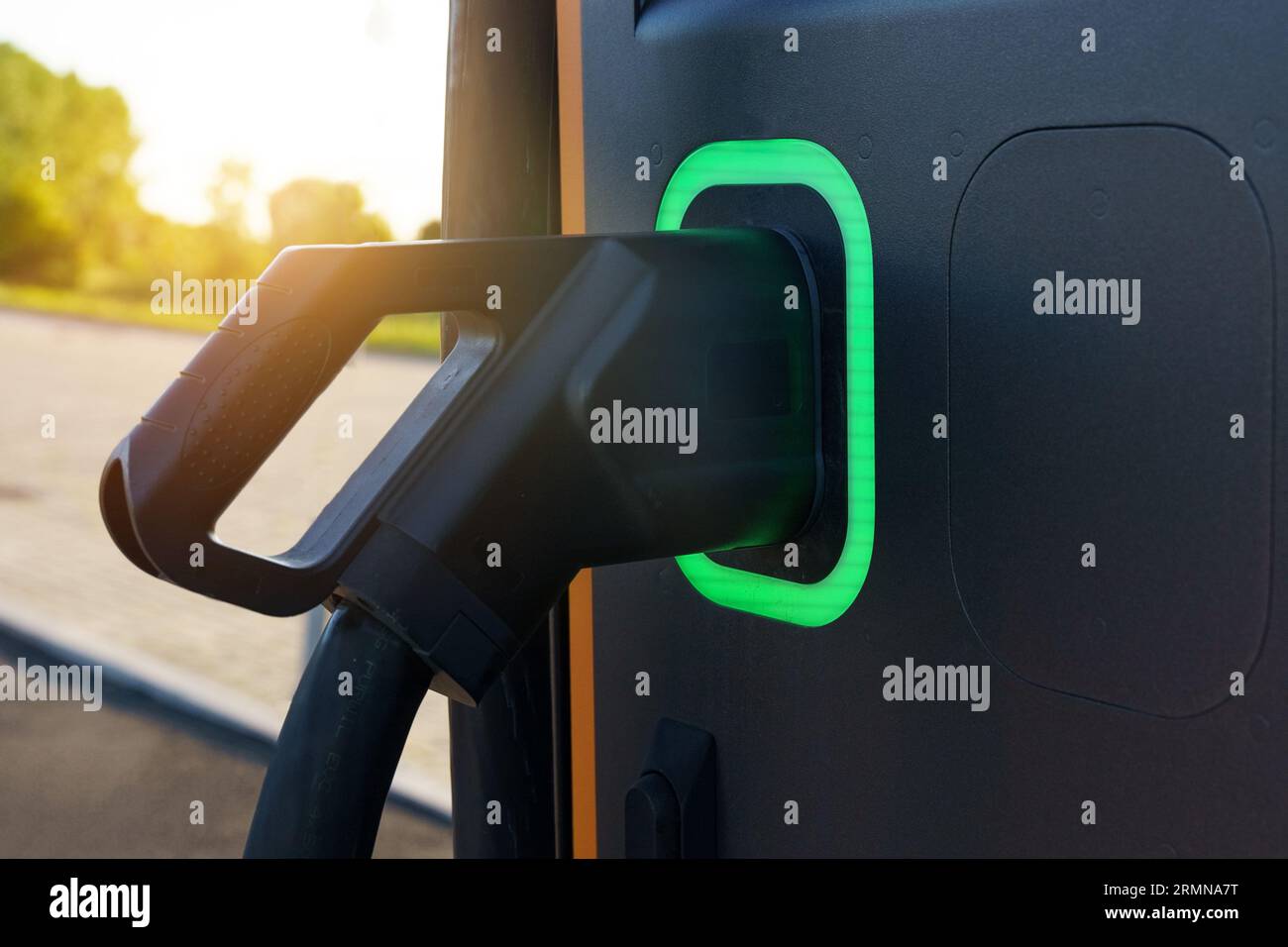 Electric vehicle charging station. Close-up Stock Photo - Alamy