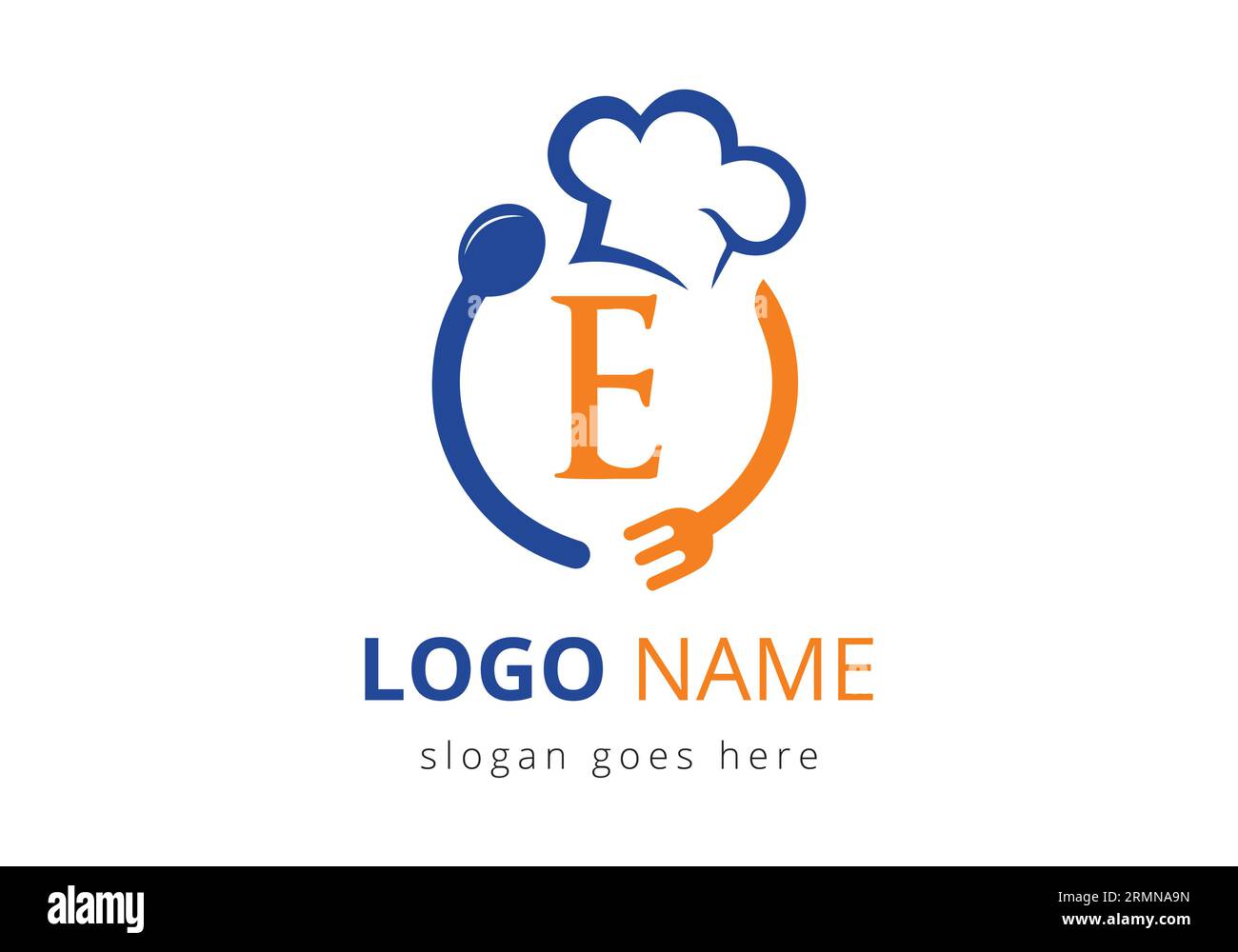 Letter E Logo With Chef Hat, Spoon And Fork For Restaurant Logo. Modern ...