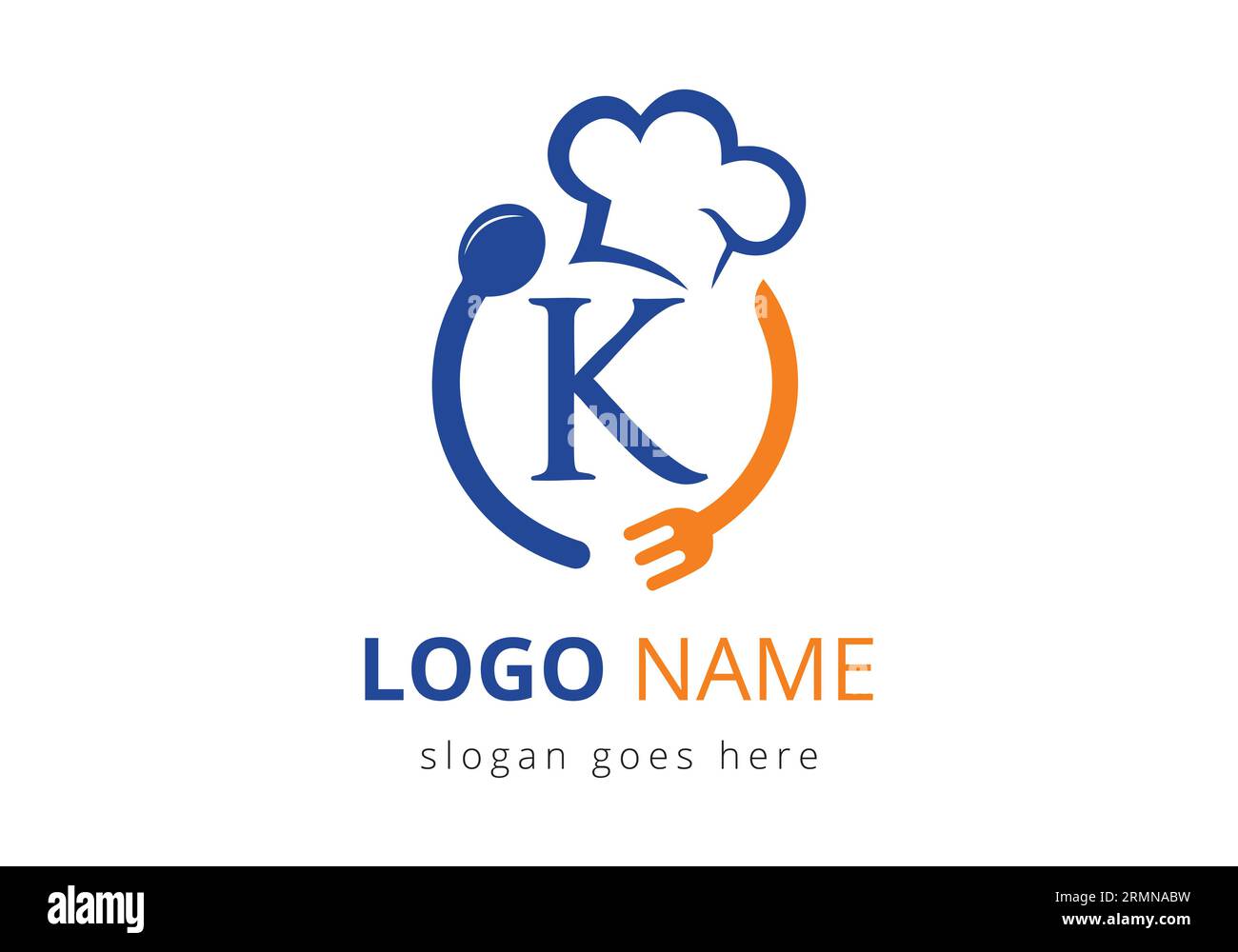 Letter K Logo With Chef Hat, Spoon And Fork For Restaurant Logo. Modern ...