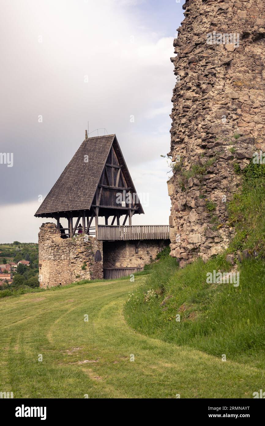Ruined Castle of Nógrád in Hungary. It was destroyed by a lightning ...