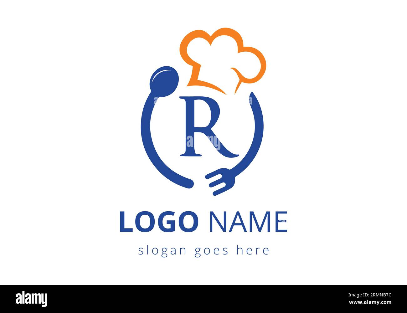 Letter R Logo With Chef Hat, Spoon And Fork For Restaurant Logo. Modern ...