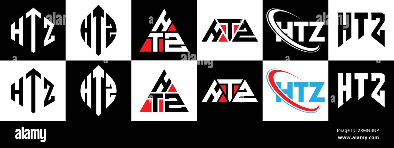 HTZ letter logo design in six style. HTZ polygon, circle, triangle ...