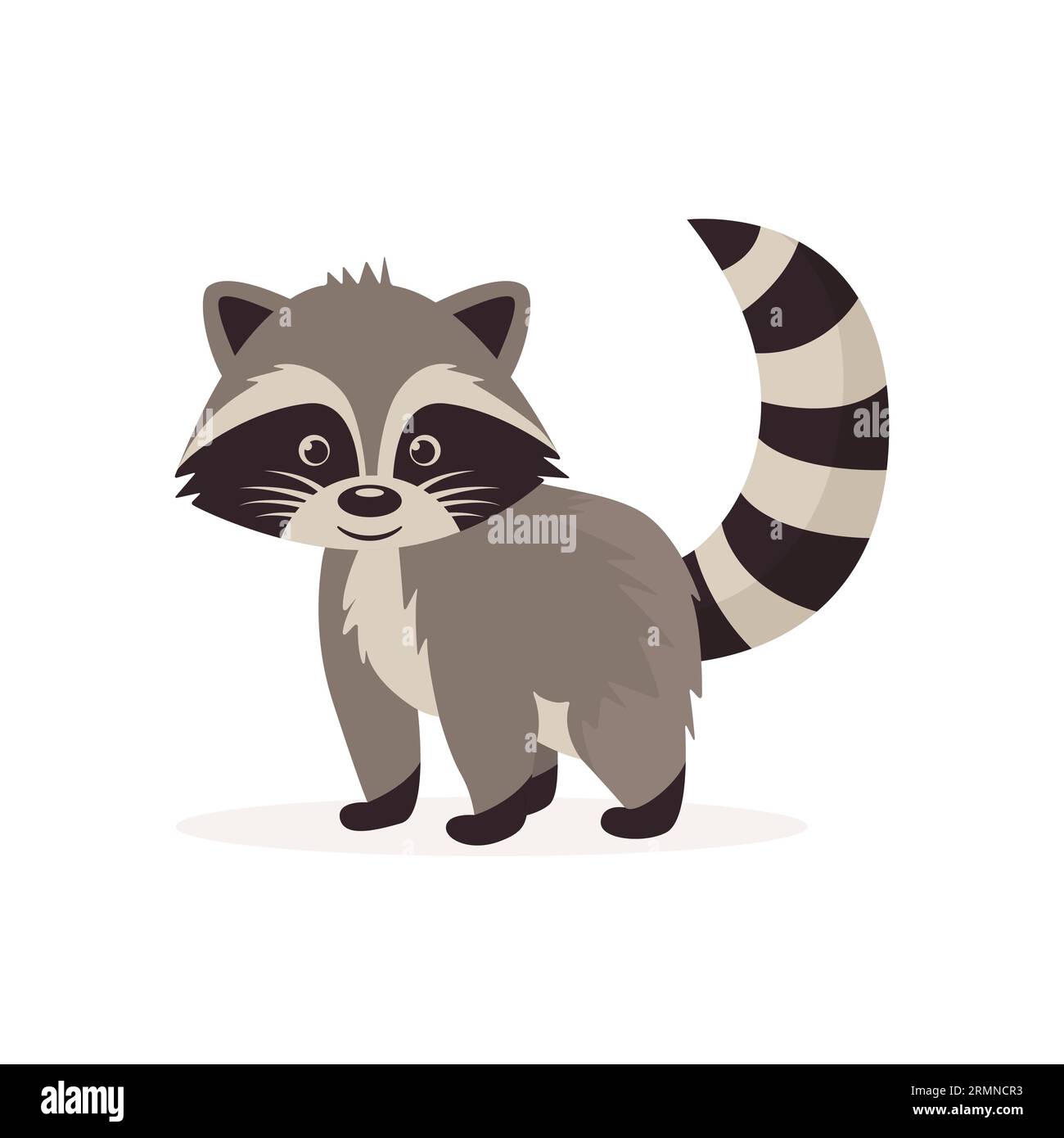 Flat Vector Cute Raccoon. Little Raccoon Icon. Adorable Walking Raccoon ...