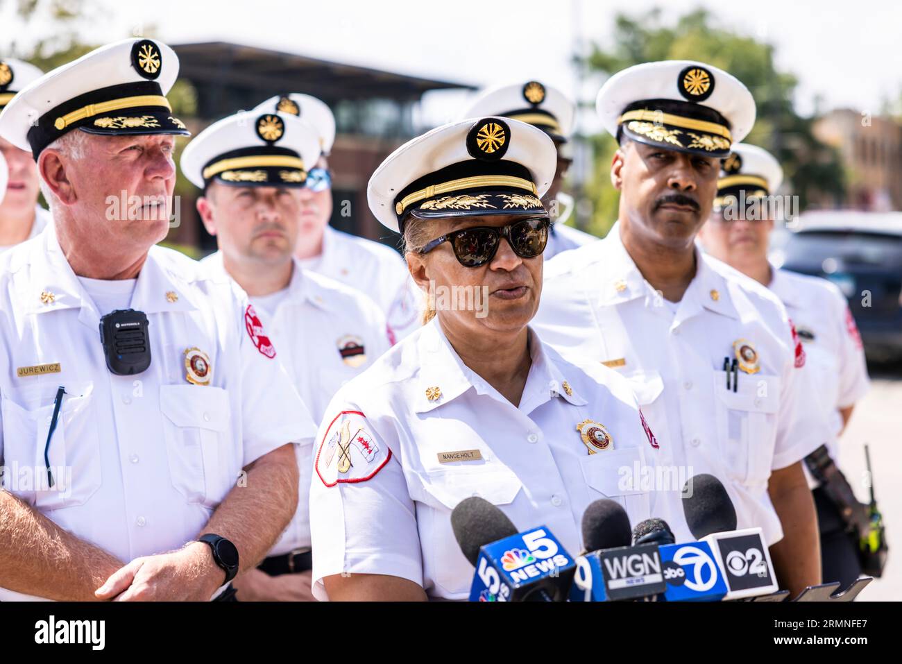 Chicago Fire Department Commissioner Annette Nance-Holt speaks to ...