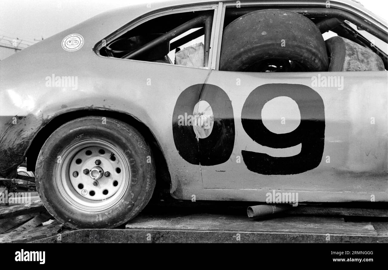 A racecar belonging to a weekend amateur stock car race driver at a ...