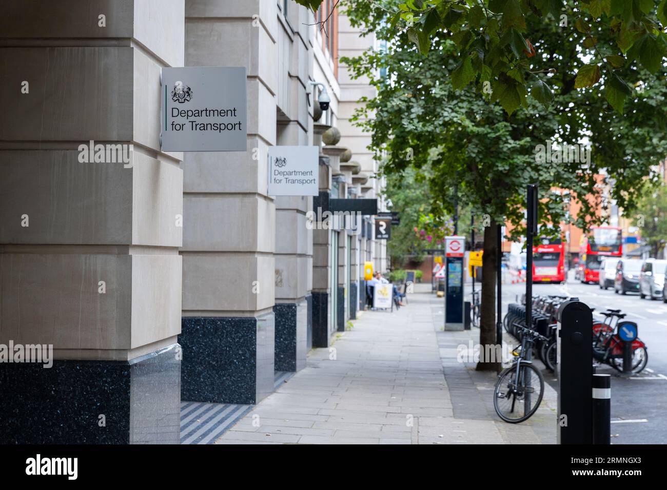 London, UK. August 29, 2023. Department for Transport logo and entrance ...