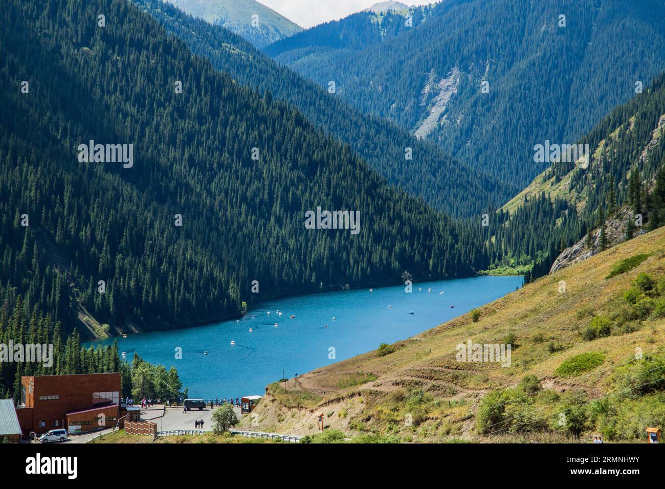 Lower Kolsay mountain lake in the national nature park. Near Almaty ...