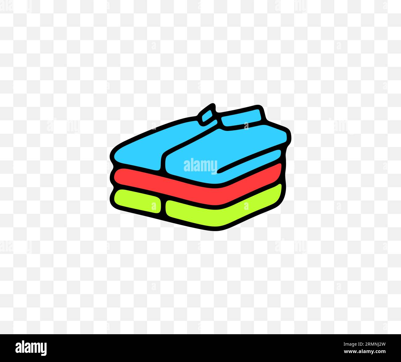 Stack of folded clothes, shirts and t-shirts, colored graphic design ...