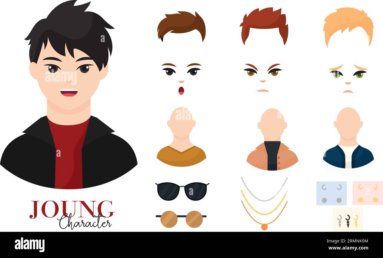 Cute young male character avatar asset Vector Stock Vector Image & Art ...
