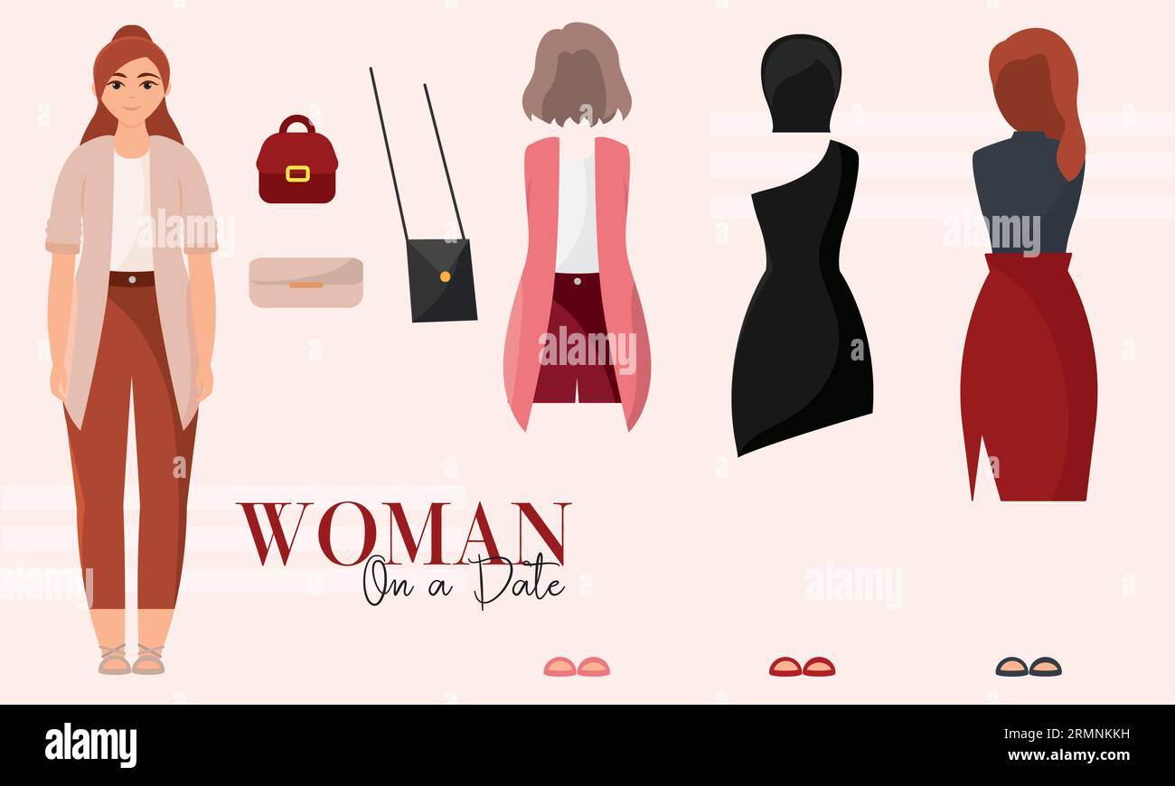 Cute young girl character asset with different clothes accesories ...