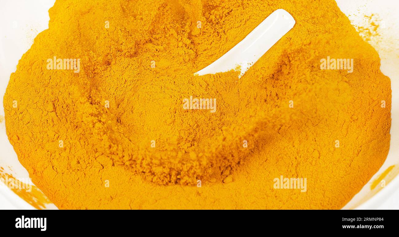 Turmeric, curcuma longa, Powder against White Background, Indian Spice ...
