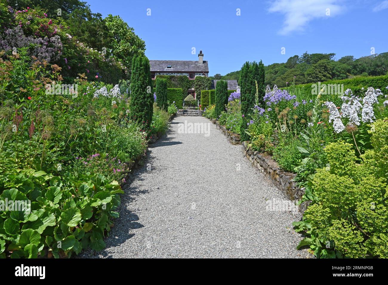 The double herbaceous border at Plas Cadnant, the Hidden Gardens, Menai ...