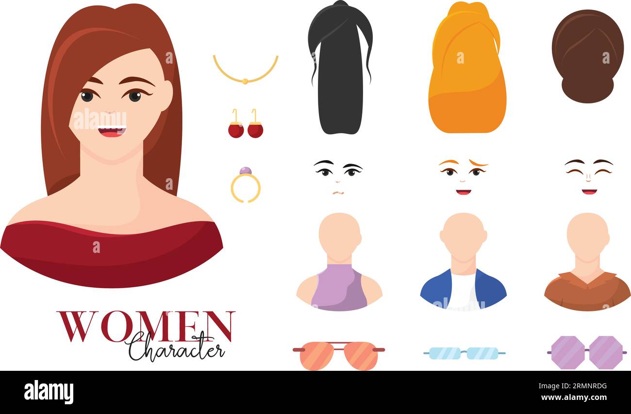 Cute young female character avatar asset Vector Stock Vector Image ...