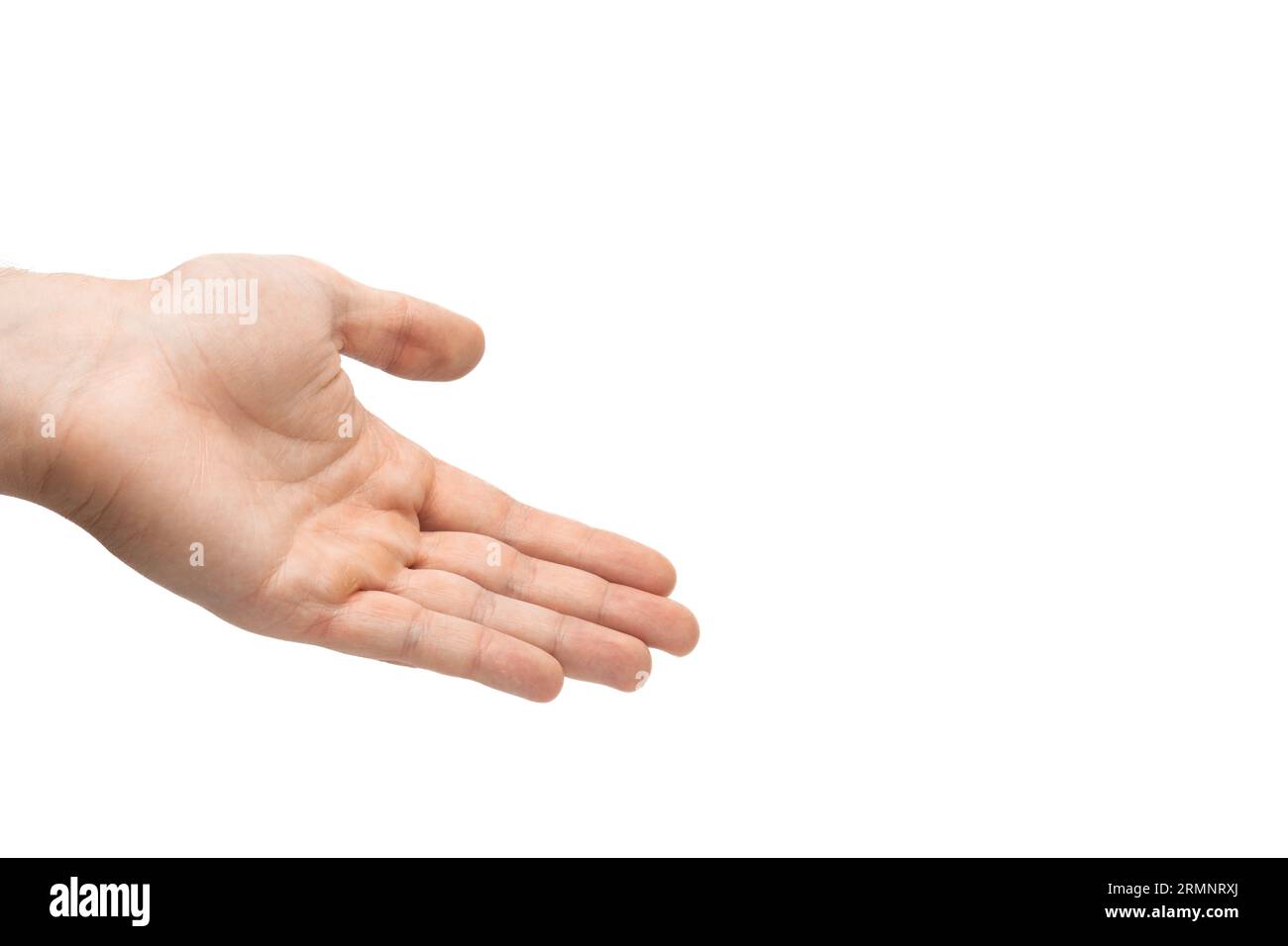 male hand gesture - ready to help, presenting something isolated on ...