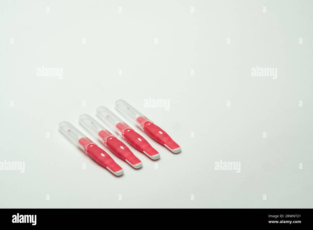 Interdental brush sticks isolated on white background, dental floss ...