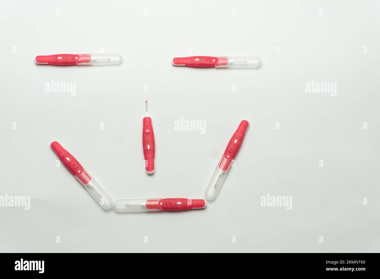 Interdental brush sticks isolated on white background, dental floss ...