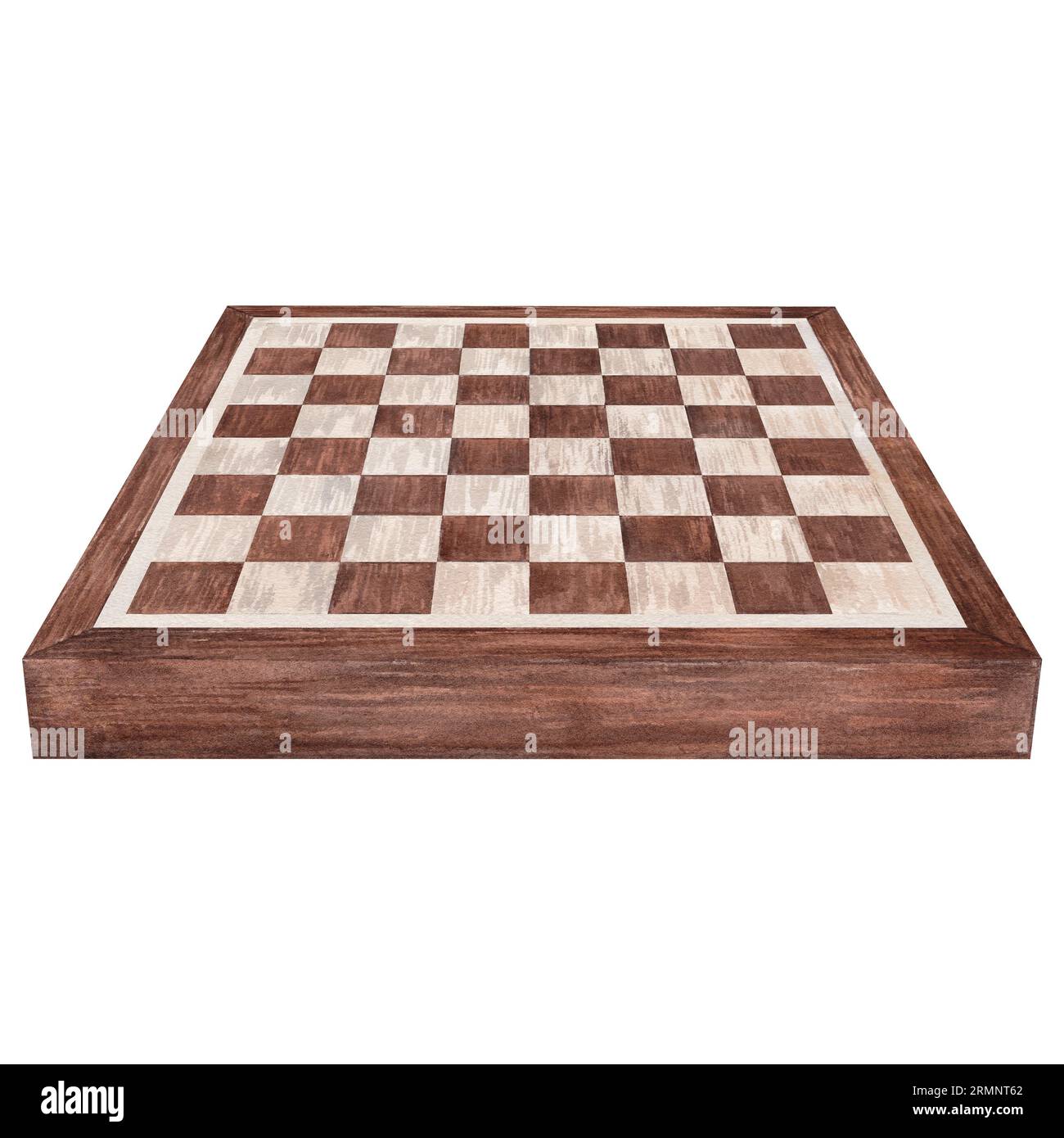 Chess board. Watercolor hand drawn illustration of wooden chess board ...
