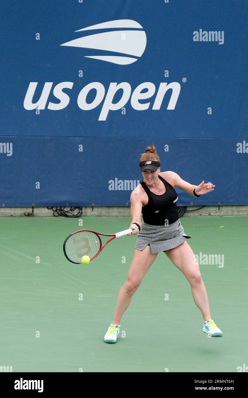 Madison Brengle in action during a women's singles match at the 2023 US ...
