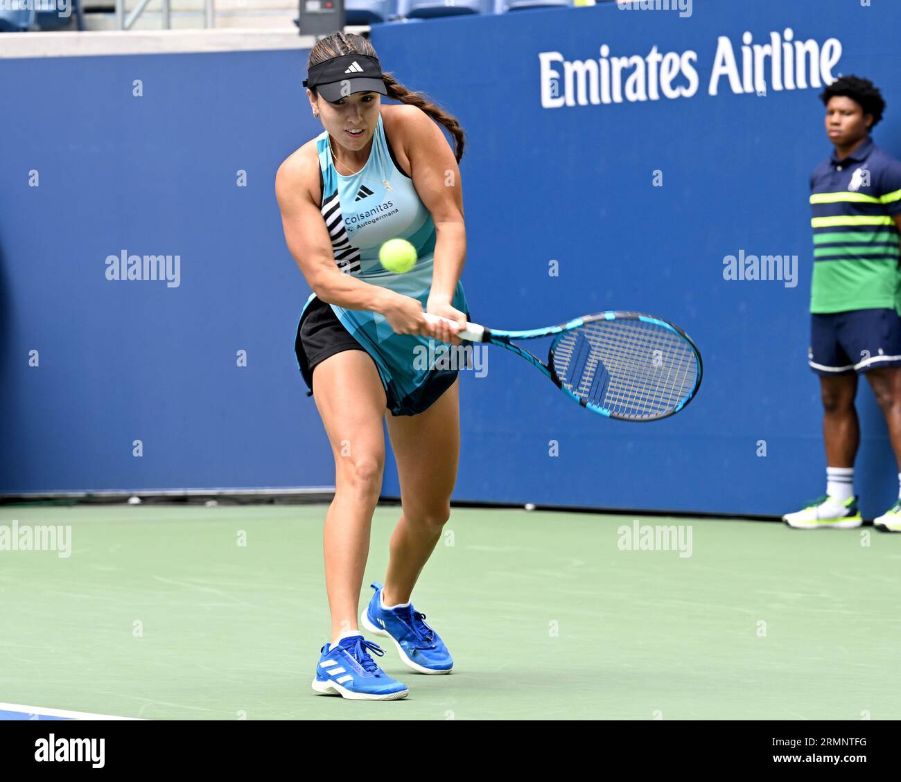 Camila Osorio in action during a women's singles match at the 2023 US ...