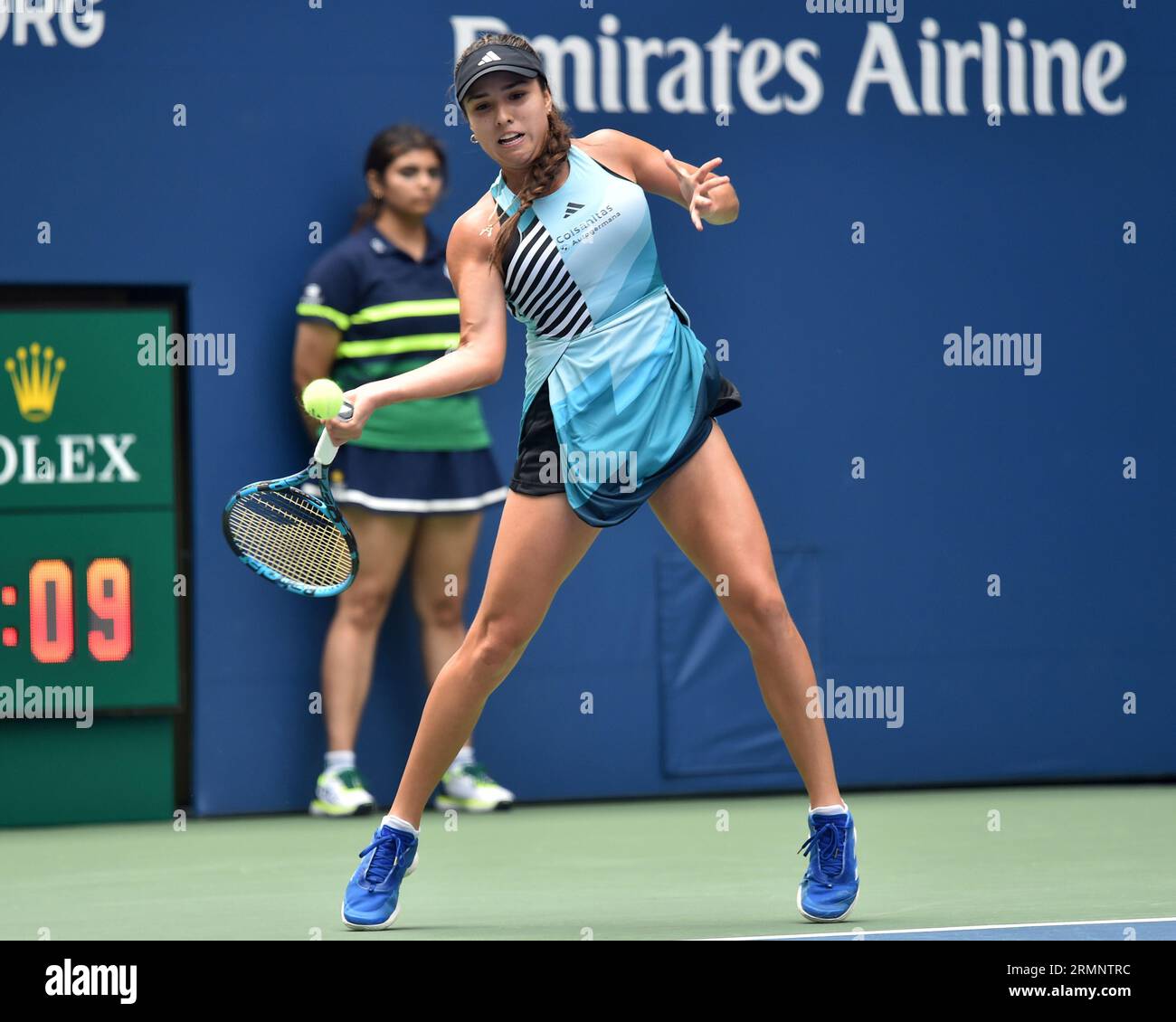 Camila Osorio in action during a women's singles match at the 2023 US ...