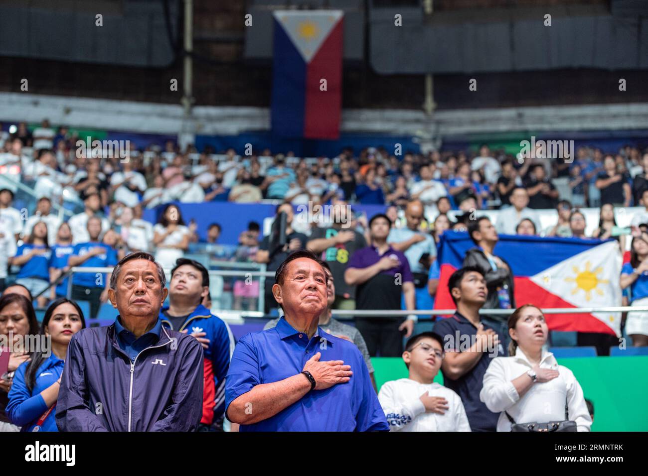 Manila, Philippines. 29th Aug, 2023. Fans of the Philippines stand for ...