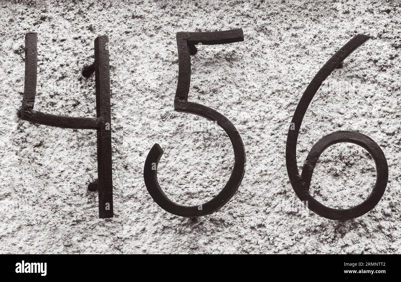 minimalist cast- iron house address number 4 5 6 Stock Photo - Alamy