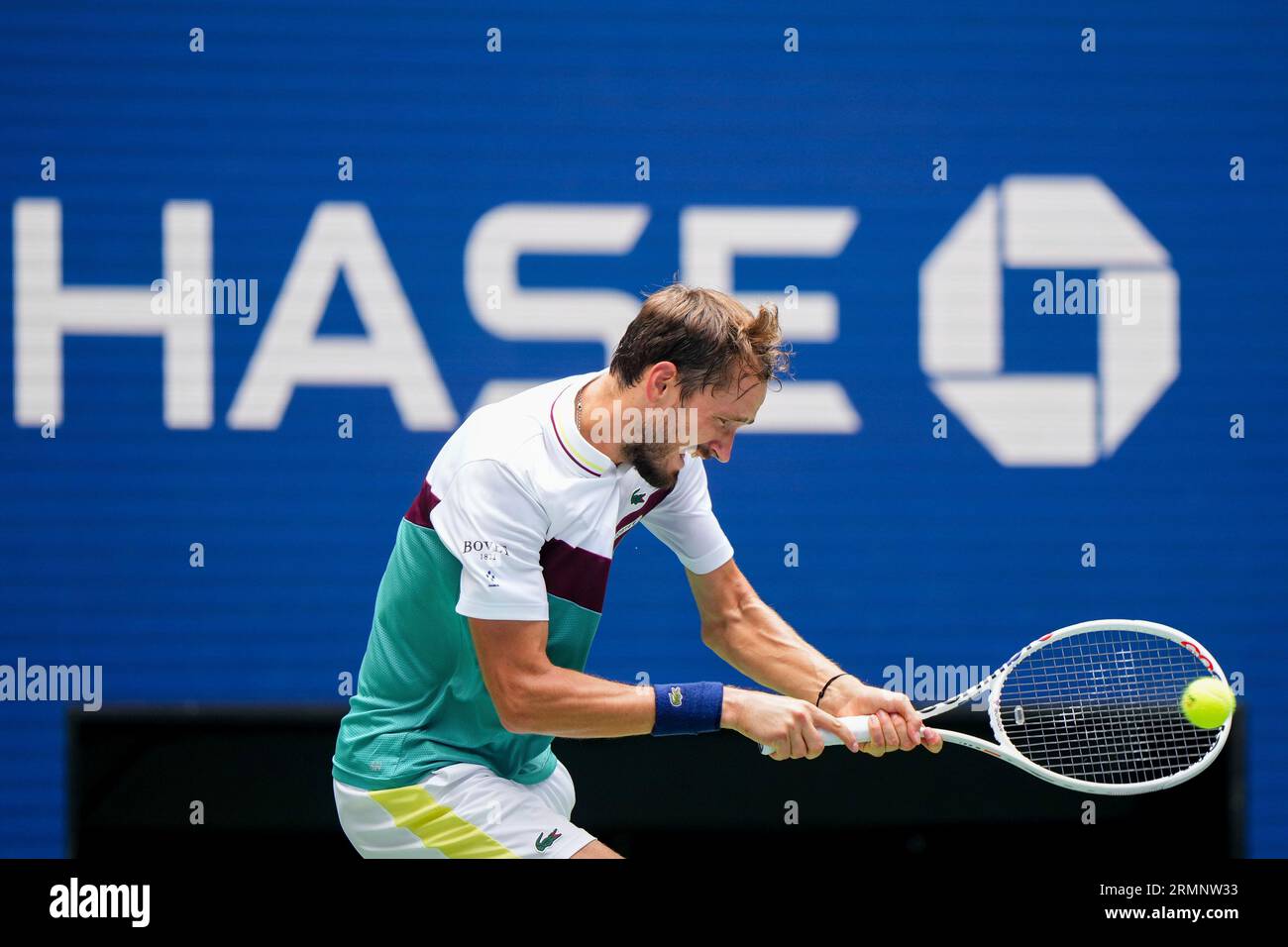 Daniil Medvedev in action during a men's singles match at the 2023 US Open, Tuesday, Aug. 29 ...