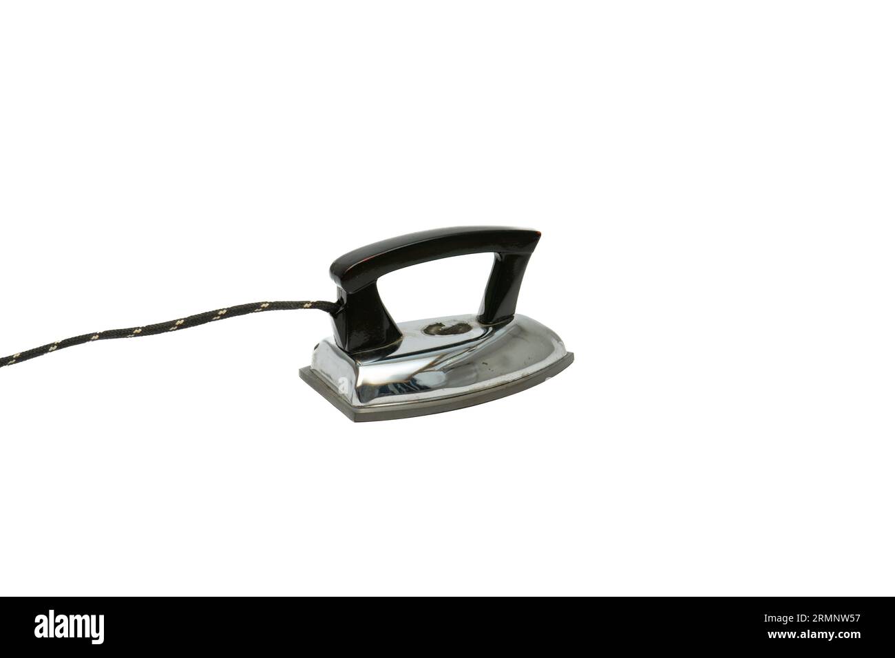 small old electric iron isolated on white background. Vintage small ...