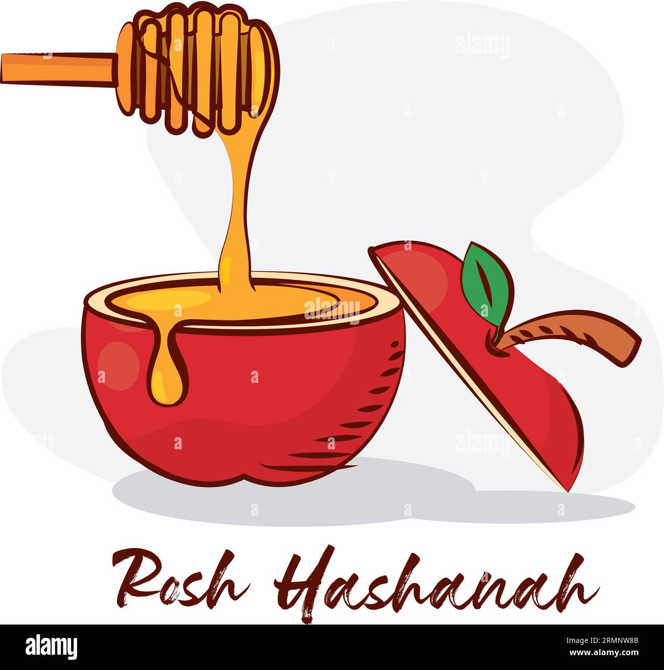 Hand drawn Rosh hashanah apple and honey Vector Stock Vector Image ...
