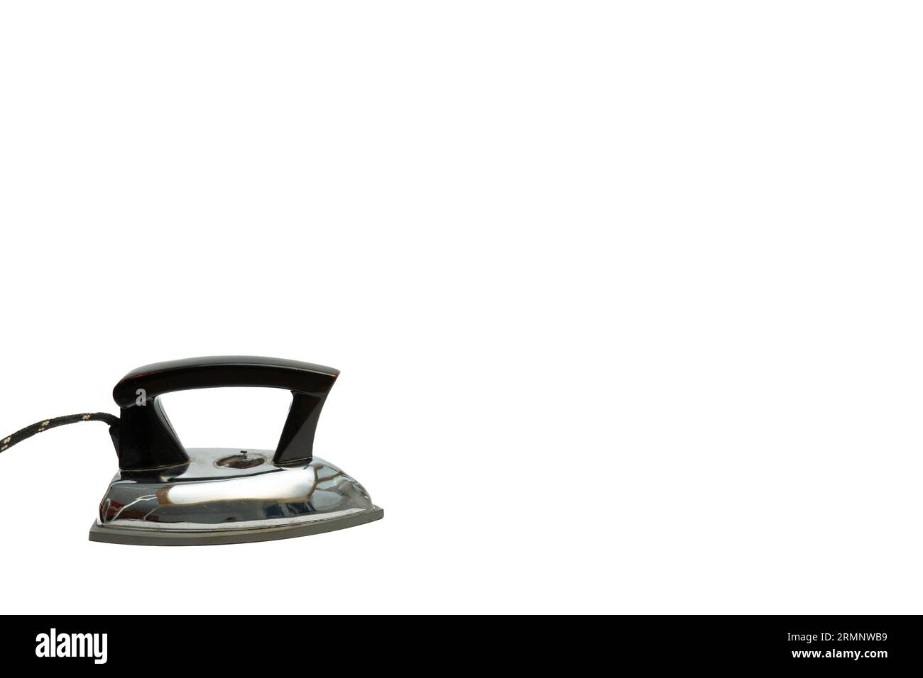 small old electric iron isolated on white background. Vintage small ...