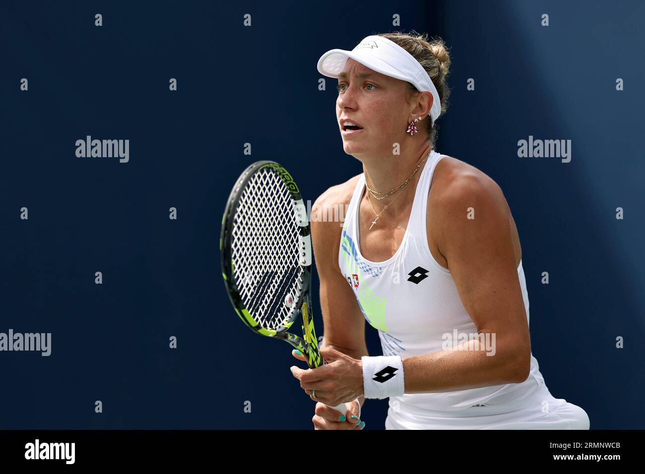 Yanina Wickmayer in action during a women's singles match at the 2023 ...