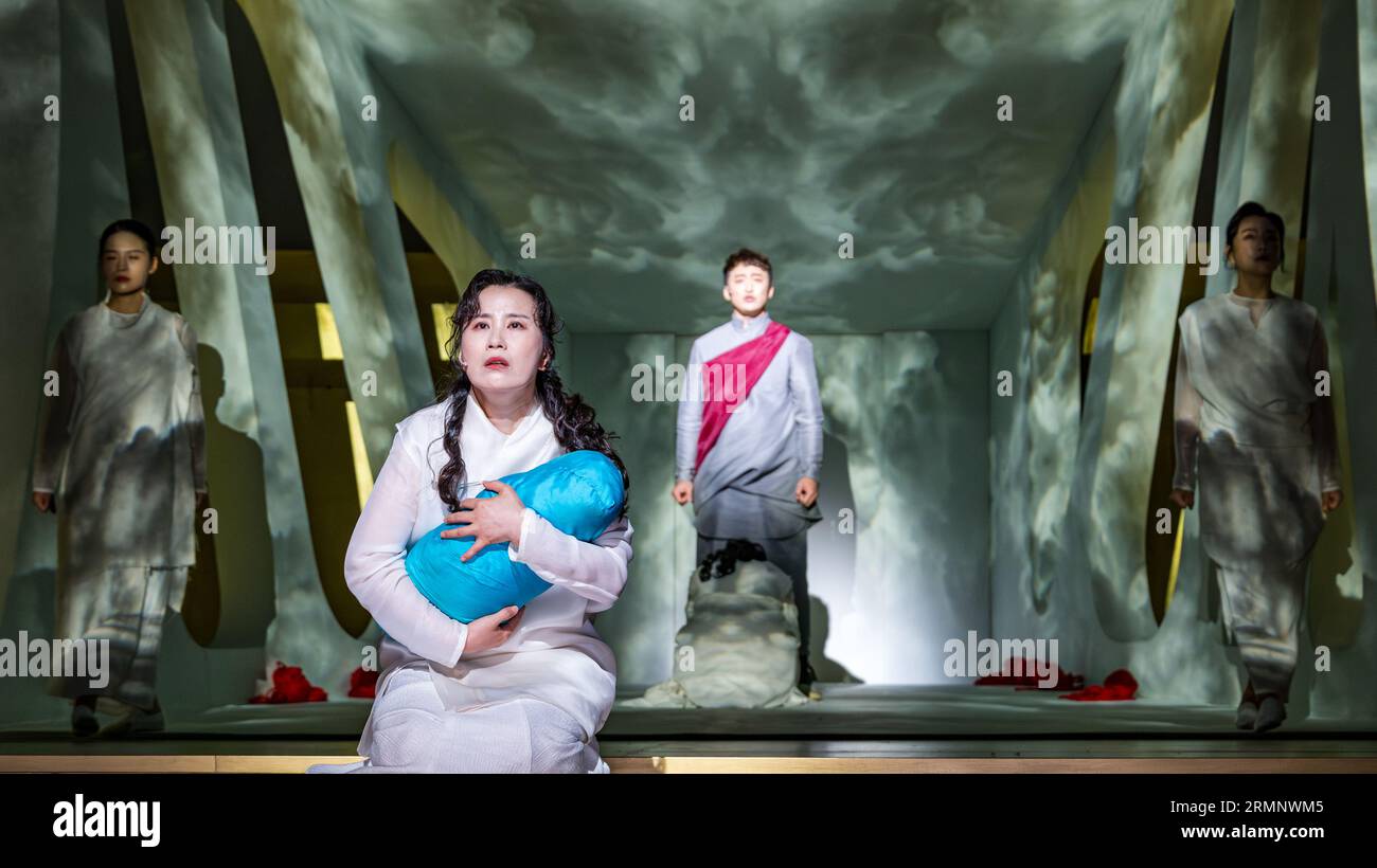 Scene from show Trojan Women Korean opera, Edinburgh Internationa ...